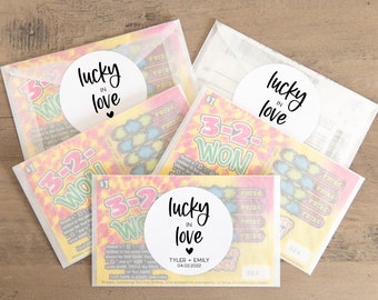 Lucky in Love Lotto Favor Stickers and Envelopes Wedding Lotto Ticket ...