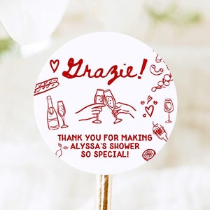 Grazie Italian Bridal Shower Stickers: Wine, Olives, Hearts - Etsy