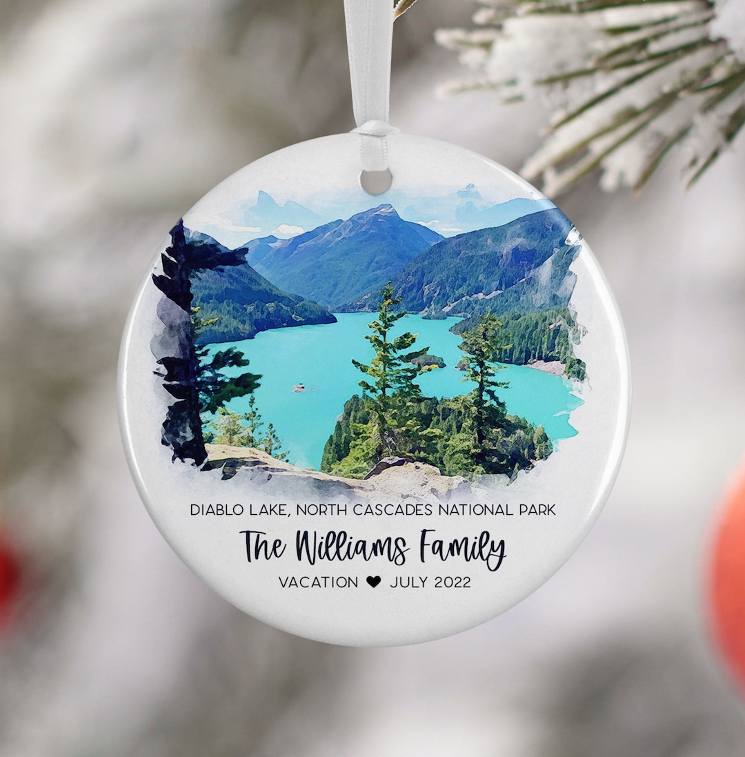 Diablo Lake Cascades National Park Ornament, Family Vacation, Engaged ...