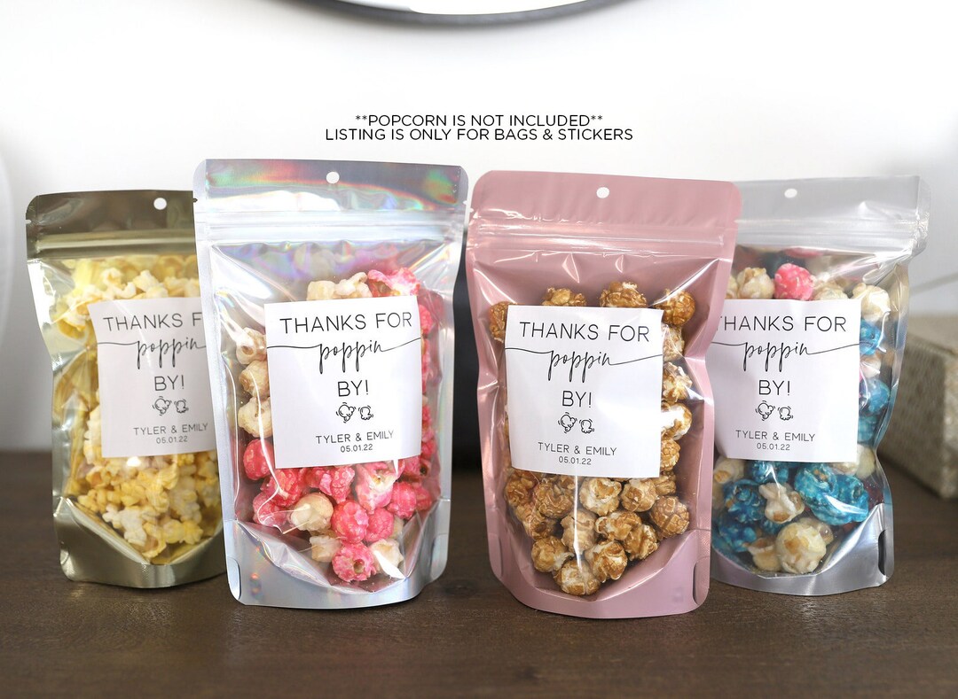 Wedding Popcorn Bags and Labels, Thanks for Poppin by Favor Bags ...