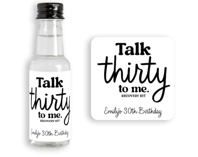 Talk Thirty to Me 30th Birthday Labels Miniature Liquor Bottle Labels ...