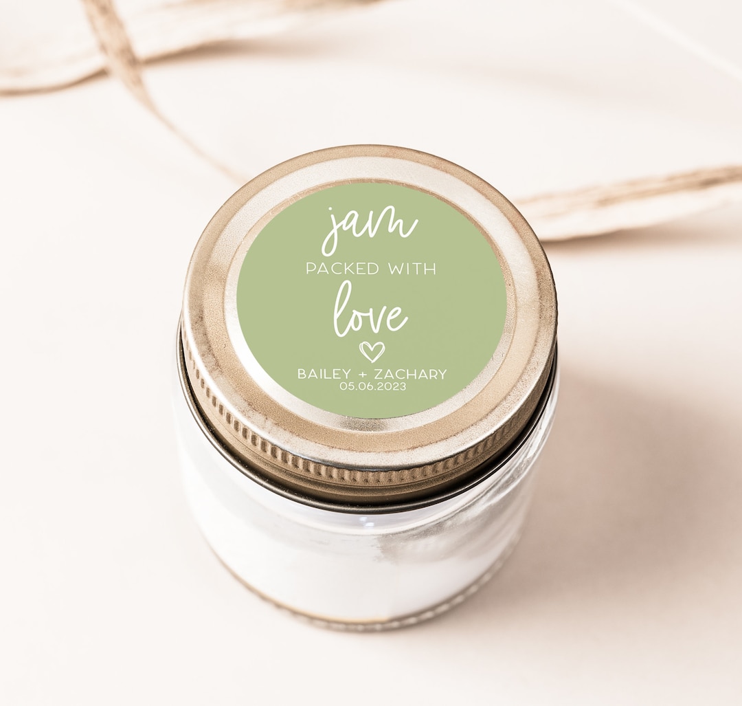 Personalized Wedding Jam Favor Stickers: Round Jar Labels, Jam Packed ...