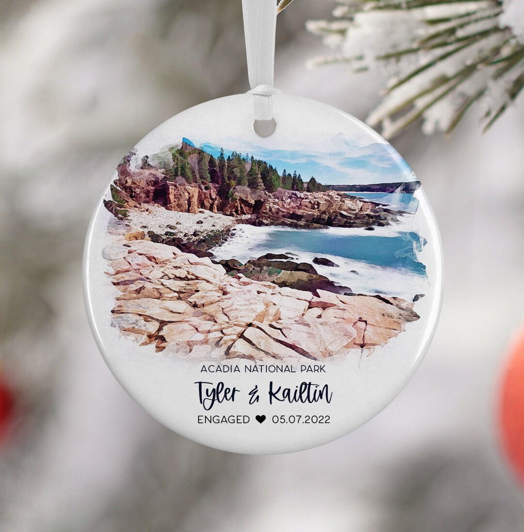 Acadia National Park Gift Ornament, Engaged in Acadia Maine, Thunder ...