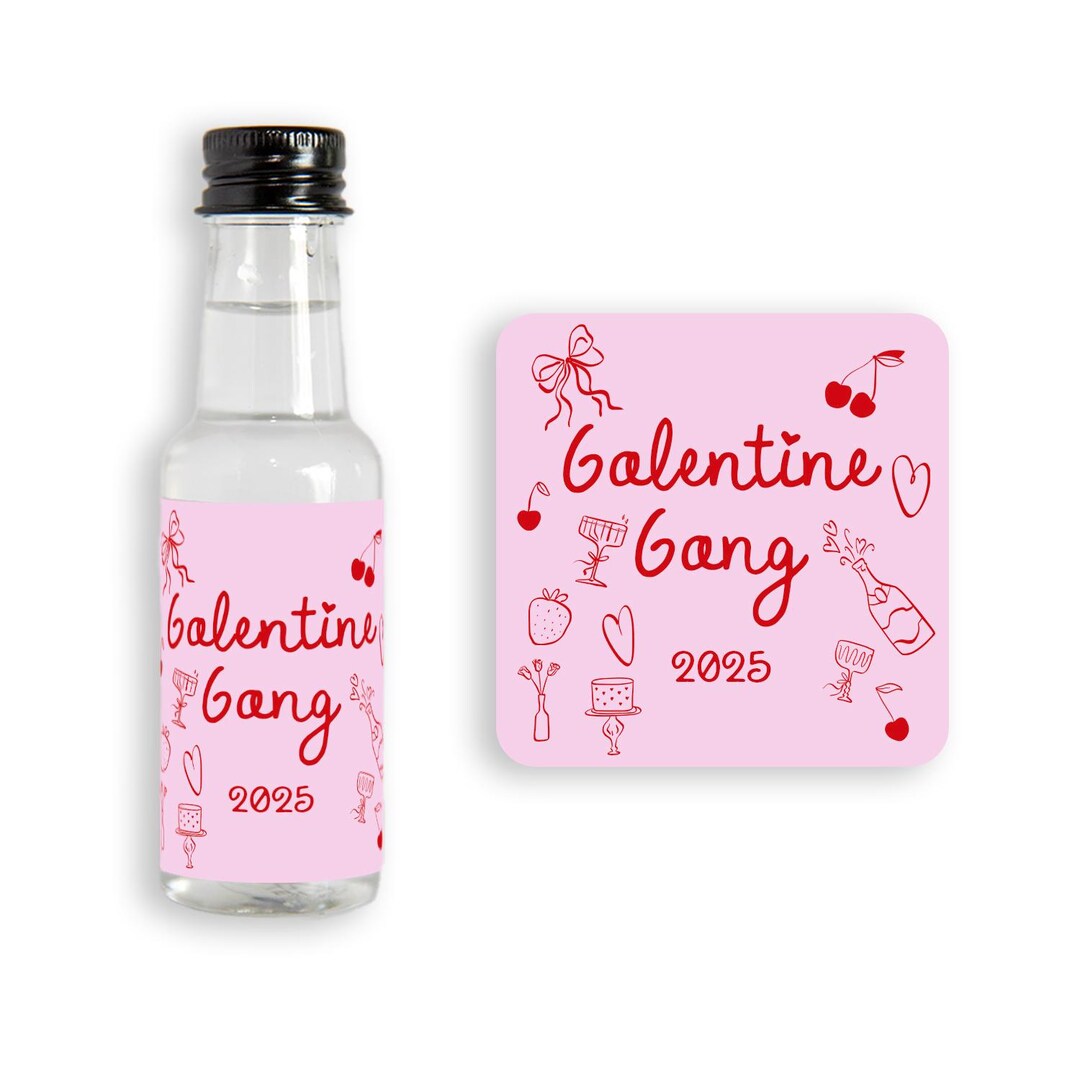 Galentine Gang Mini Liquor Bottle Stickers, Mini Alcohol Bottle Labels ...
