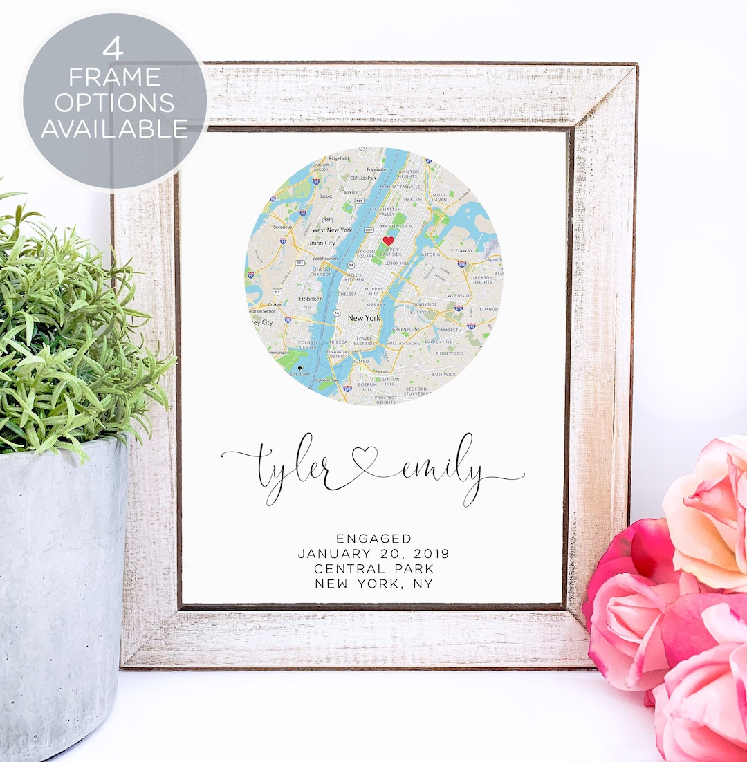 Personalized Map Print, Engagement Gift for Couple, Wedding or ...