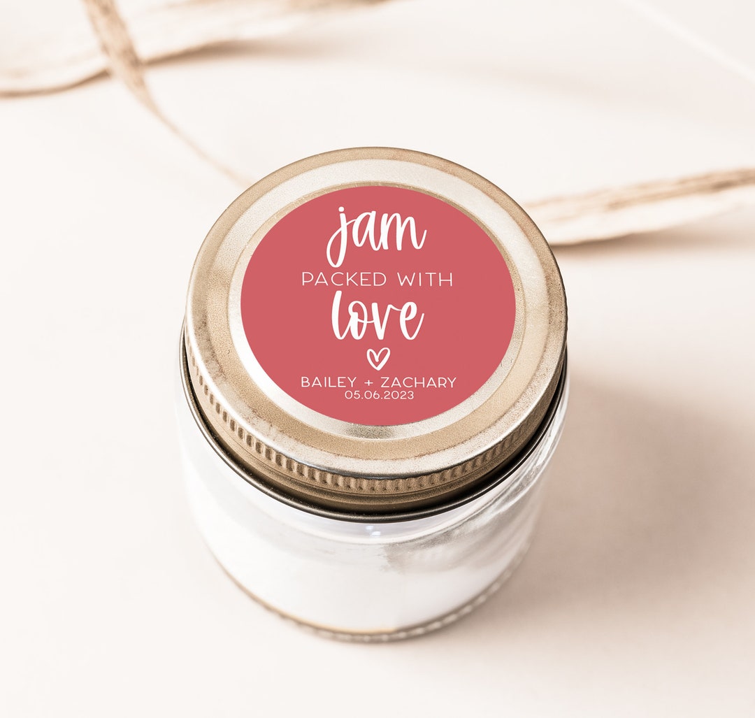 Jam Packed With Love Stickers, Round Wedding Jam Labels, Wedding Jam ...