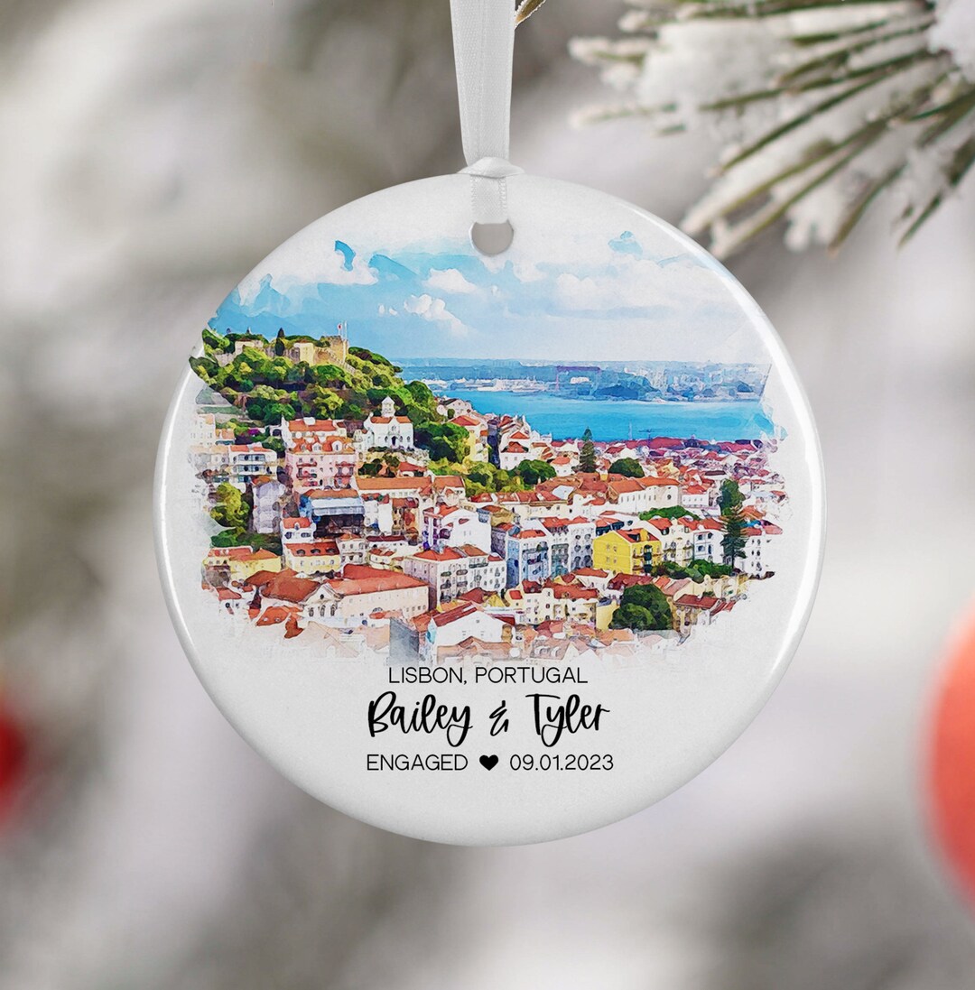 Lisbon Portugal Christmas Ornament: Watercolor Travel Souvenir 3239 - Etsy