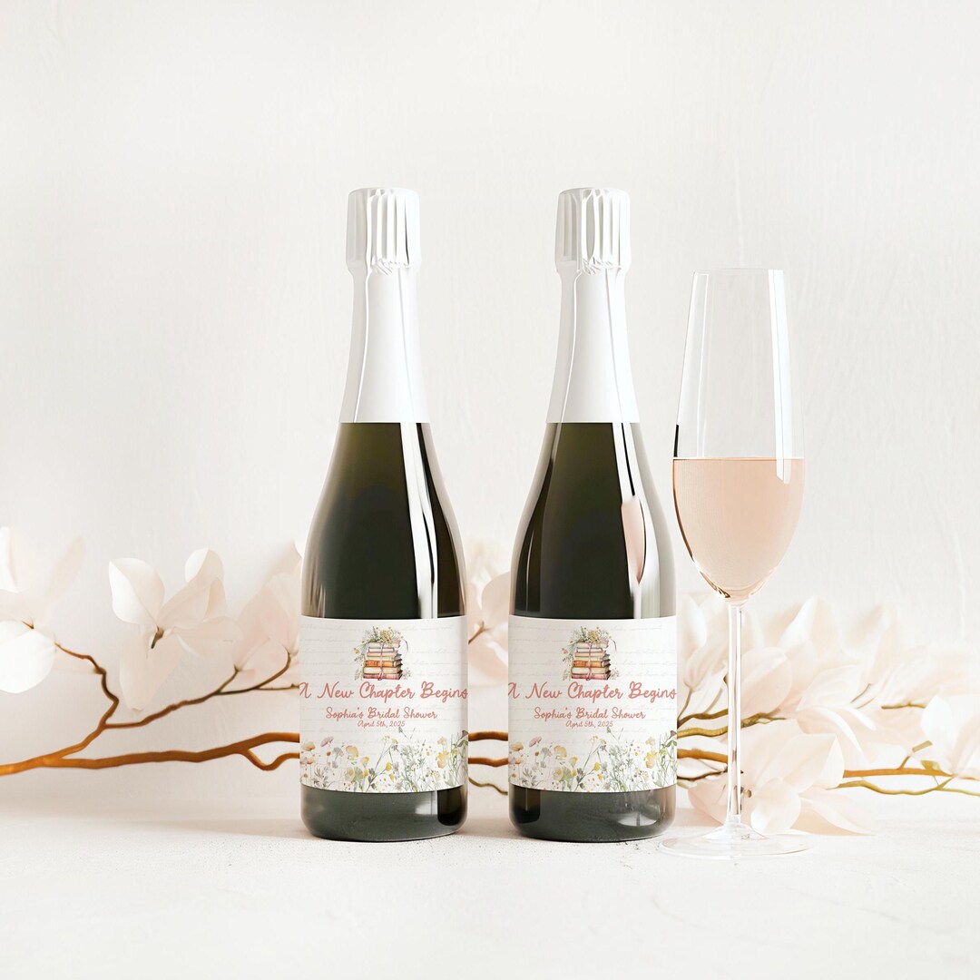 A New Chapter Begins Champagne/prosecco Labels, Book Themed Bridal ...