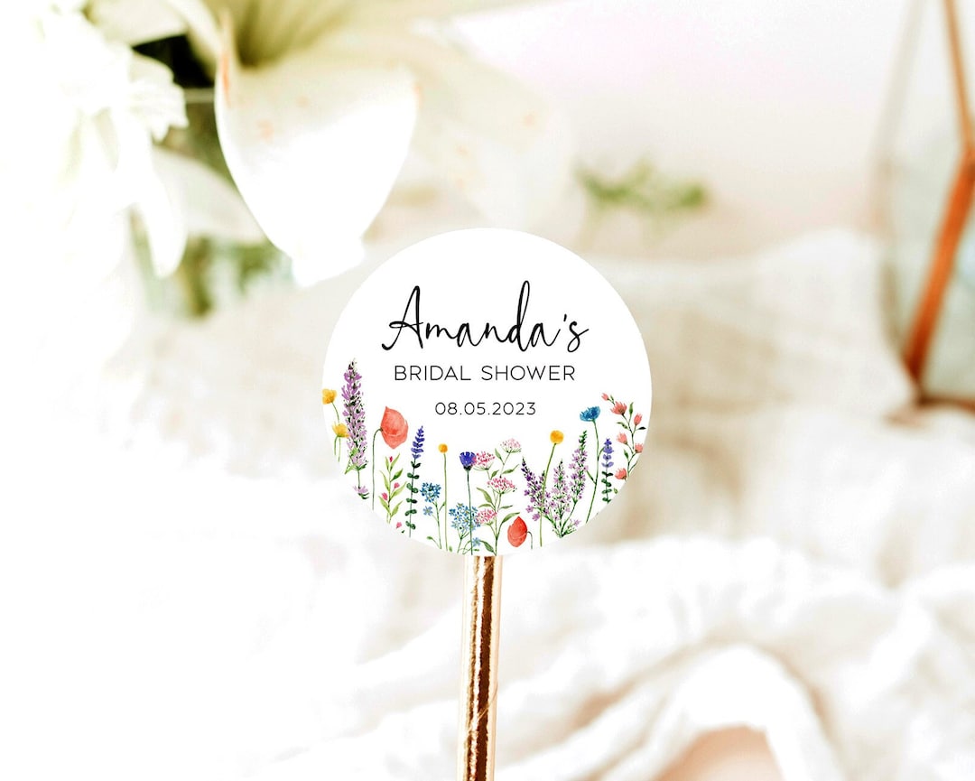 Bridal Shower Sticker With Wildflowers, Personalized Bridal Shower ...