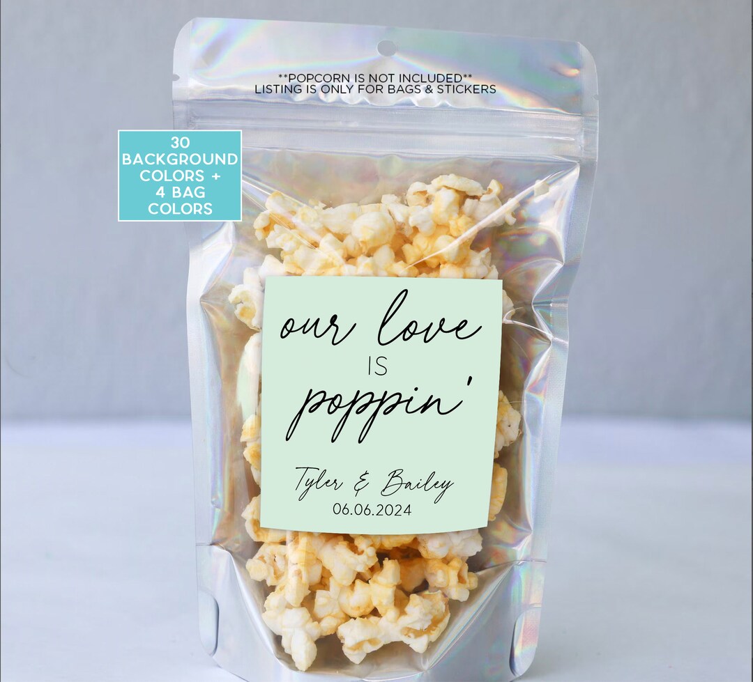 Our Love is Poppin Favor Bags, Wedding Popcorn Bags and Stickers, Favor ...