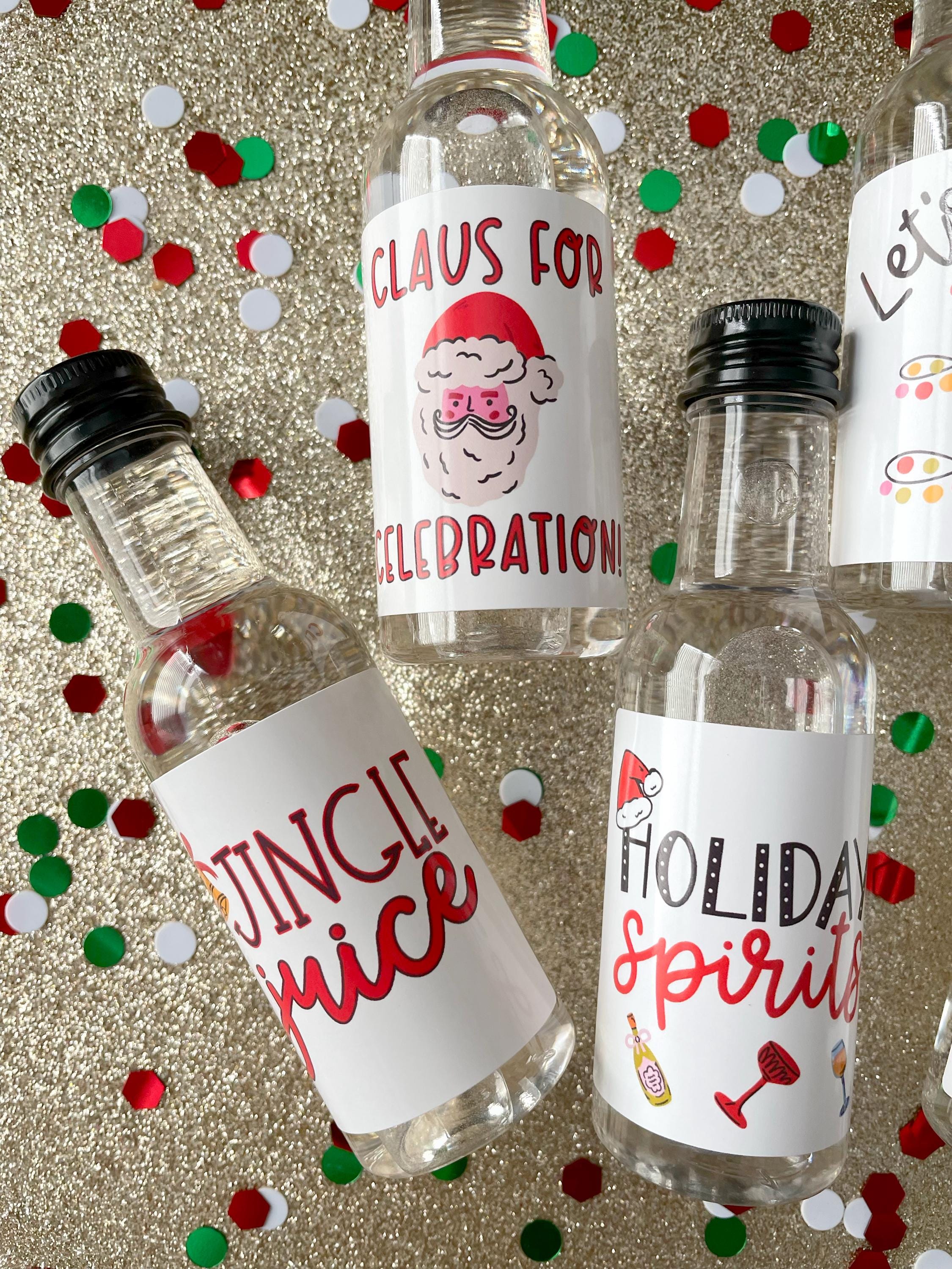 Christmas Party Favors: Holiday Party Stickers, Set of 12 Mini Liquor ...