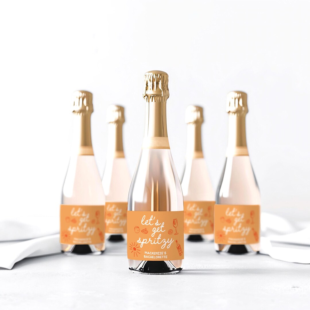 Let's Get Spritzy Champagne Label, Bachelorette Party Favor, Prosecco ...
