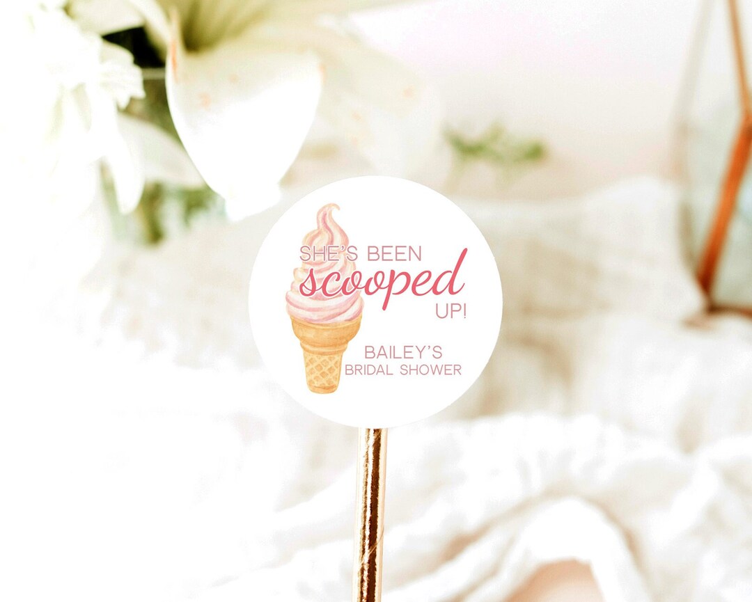 Ice Cream Bridal Shower Stickers: 'she's Been Scooped Up' Favors - Etsy