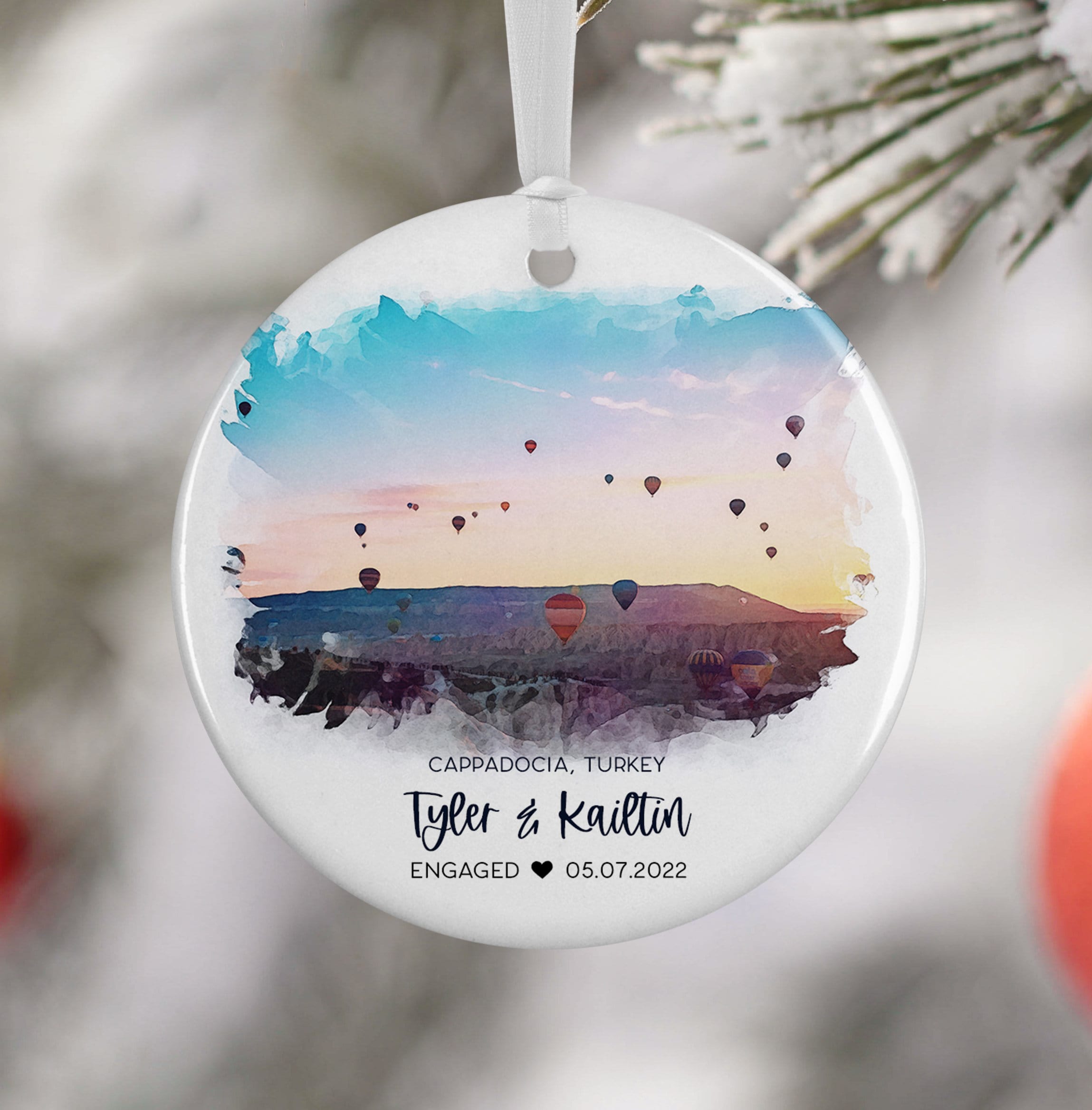 Cappadocia Turkey Engagement Ornament, Hot Air Balloons Engaged ...