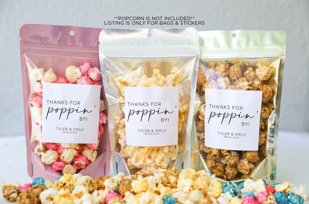 Thanks for Poppin by Bags and Stickers, Wedding Favor Bags, Wedding ...