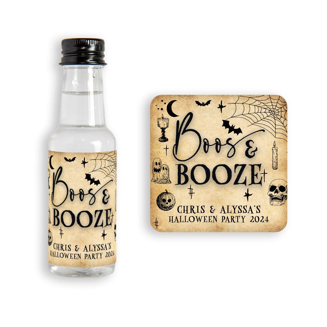 Boos and Booze Mini Liquor Bottle Stickers: Halloween Party Favors - Etsy