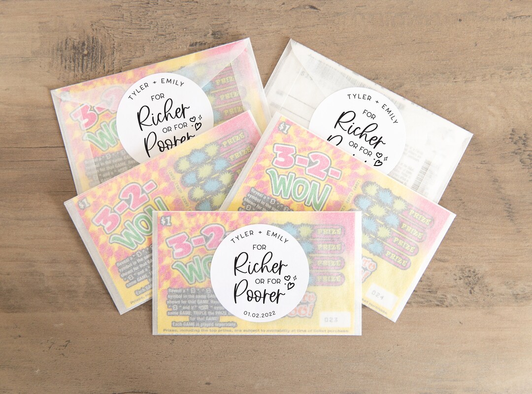 For Richer or Poorer Lotto Favor Stickers, Wedding Lotto Ticket Favors ...