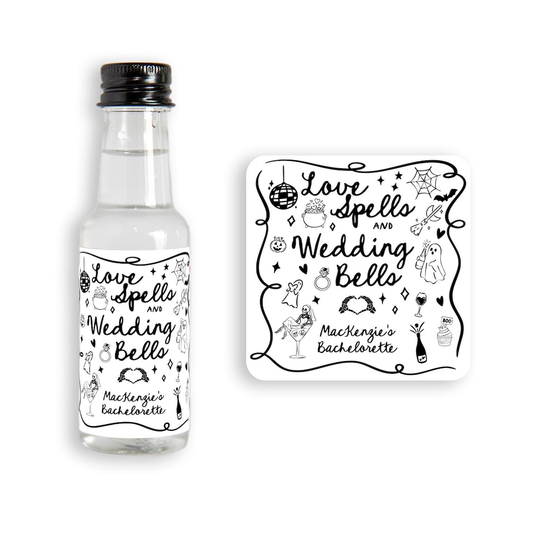 Love Spells & Wedding Bells Mini Liquor Labels, Halloween Bachelorette ...