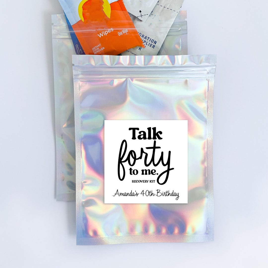 40th Birthday, Talk Forty to Me Hangover Kit Bags & Stickers, Talk 40 ...