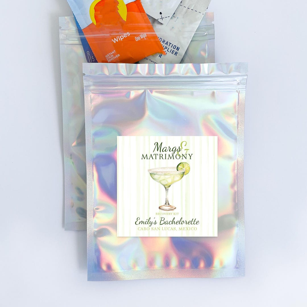 Margs & Matrimony Bachelorette Party, Hangover Kit Bags and Stickers ...