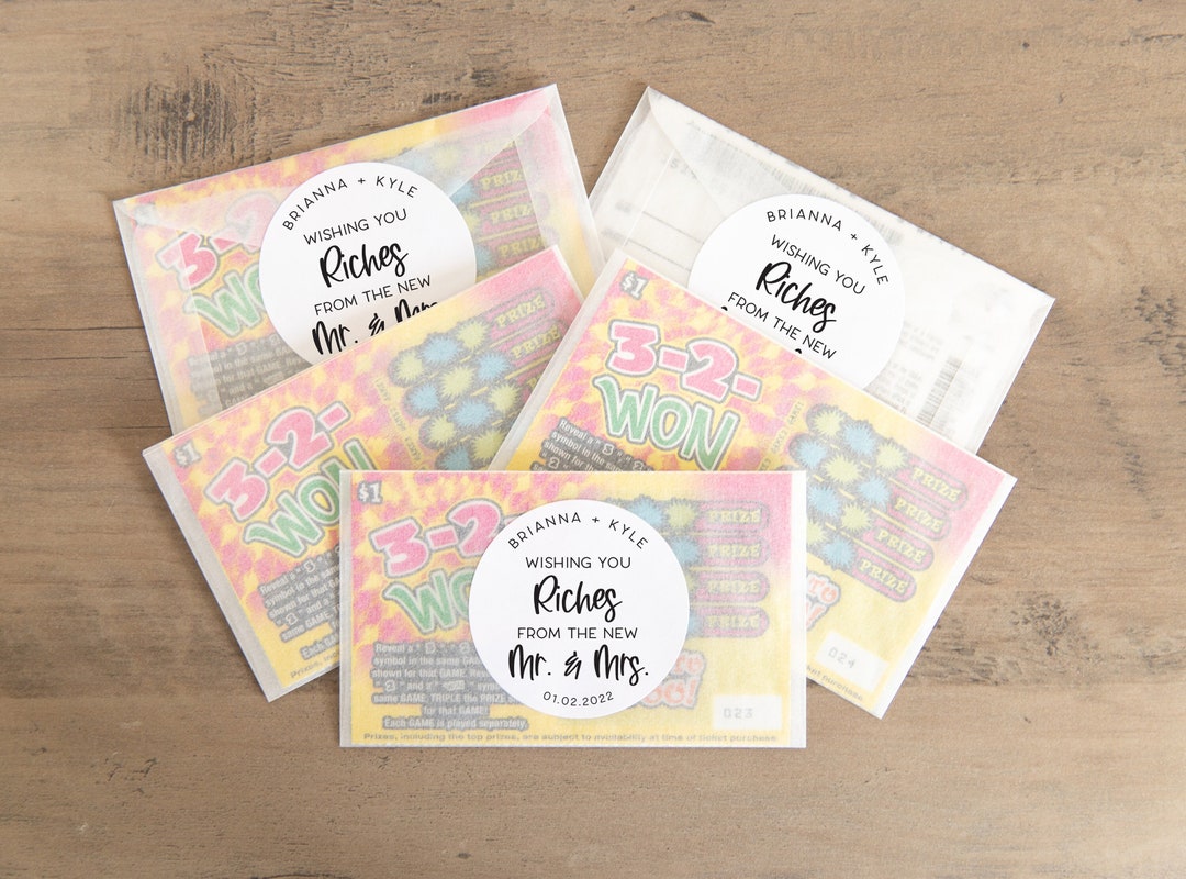 Wishing You Riches From the New Mr & Mrs, Lotto Favor Stickers, Wedding ...