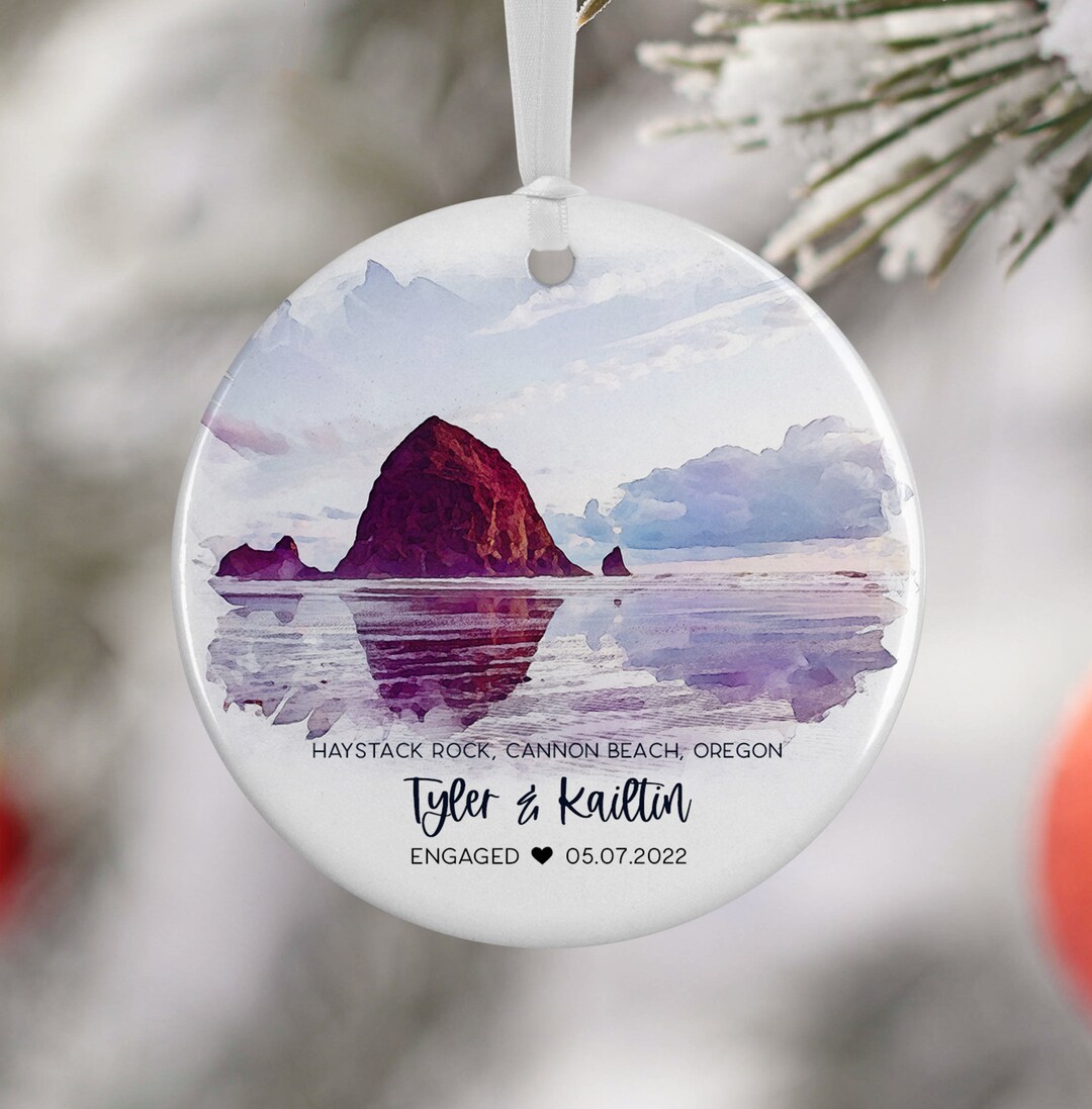 Haystack Rock Engagement Ornament, Beach Engagement, Oregon Coast ...