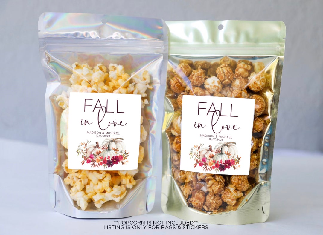 Fall in Love Favor Bags and Stickers, Autumn Pumpkin Design, Wedding ...