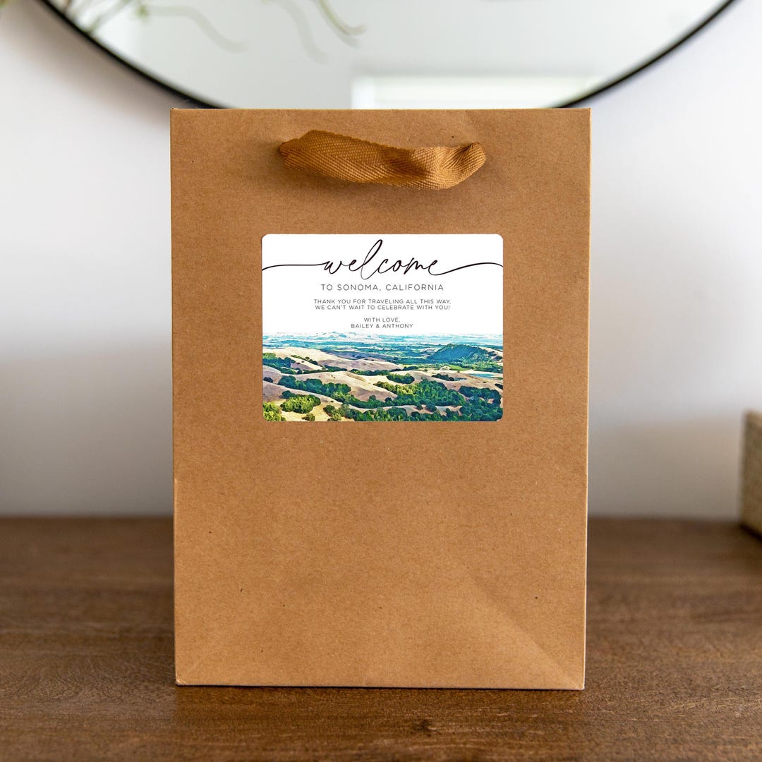 Sonoma California Wedding Welcome Bag Sticker, Welcome Bag for Hotel ...