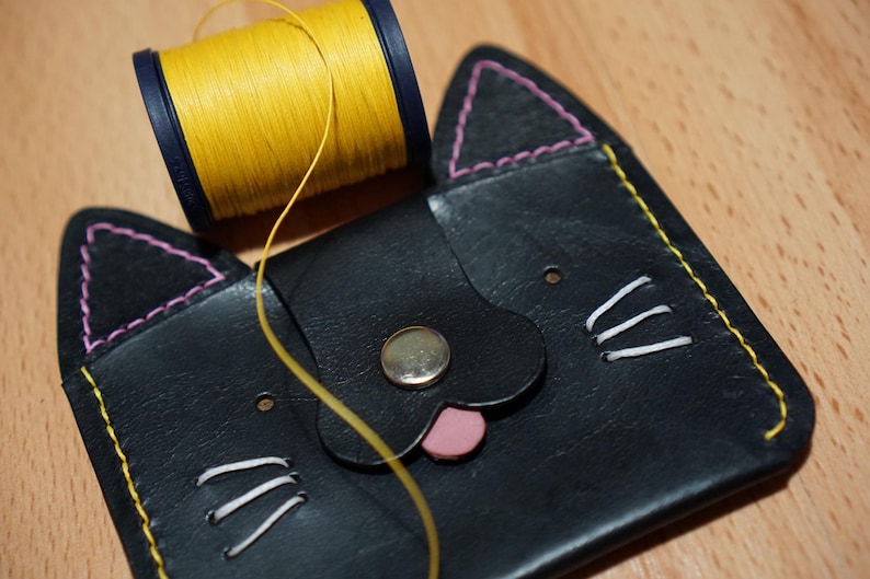 Real Leather Cat Shaped Wallet Coin Purse Card Holder large Cat Size - Etsy