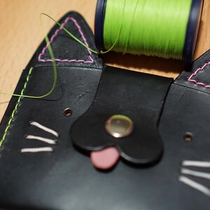 Real Leather Cat Shaped Wallet Coin Purse Card Holder large Cat Size - Etsy