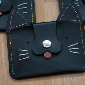 Real Leather Cat Shaped Wallet Coin Purse Card Holder large Cat Size - Etsy