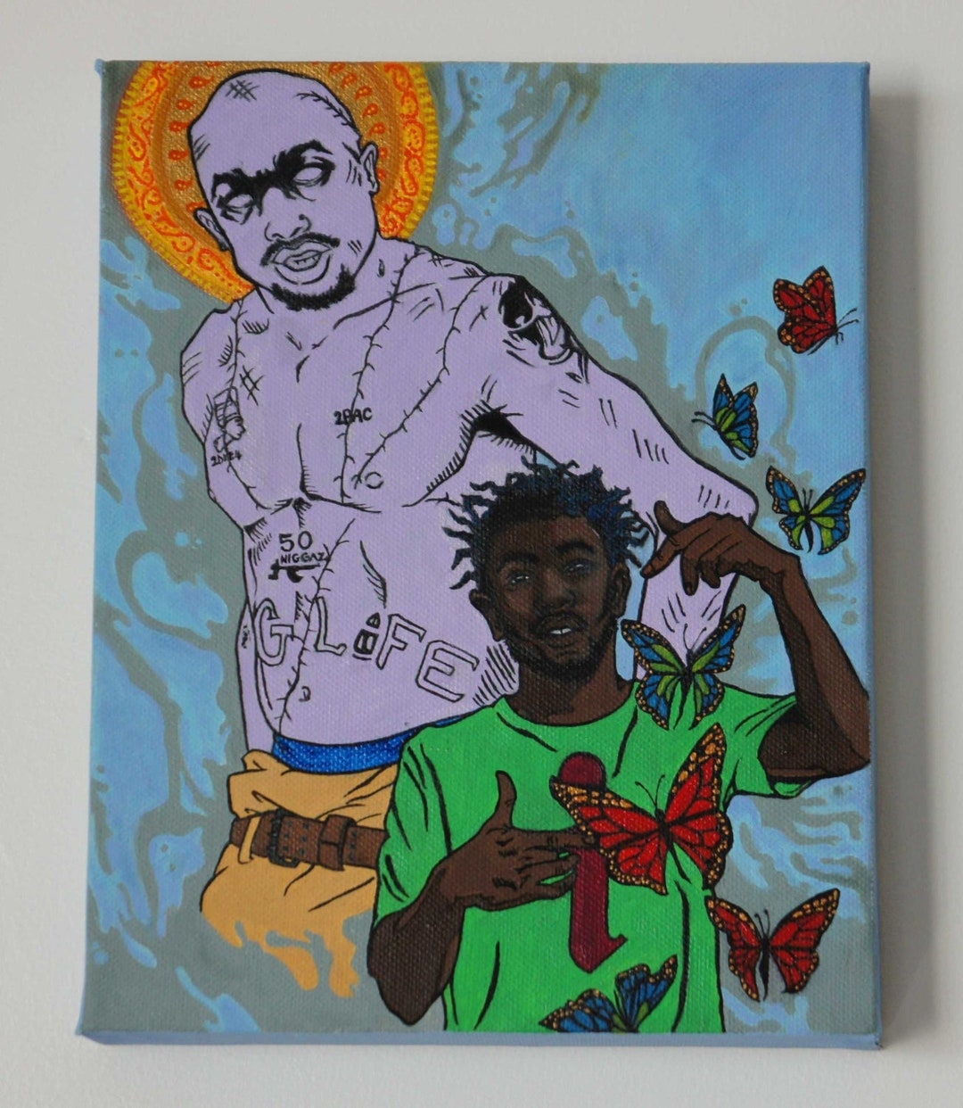 Kendrick Lamar and Tupac Original Oil Painting Art 'mortal Man' From ...