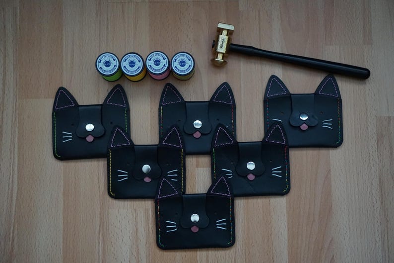 Real Leather Cat Shaped Wallet Coin Purse Card Holder large Cat Size - Etsy