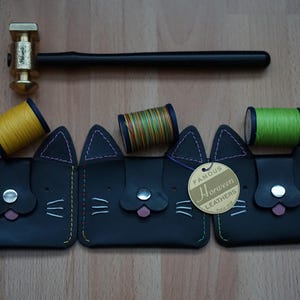 Real Leather Cat Shaped Wallet Coin Purse Card Holder large Cat Size - Etsy