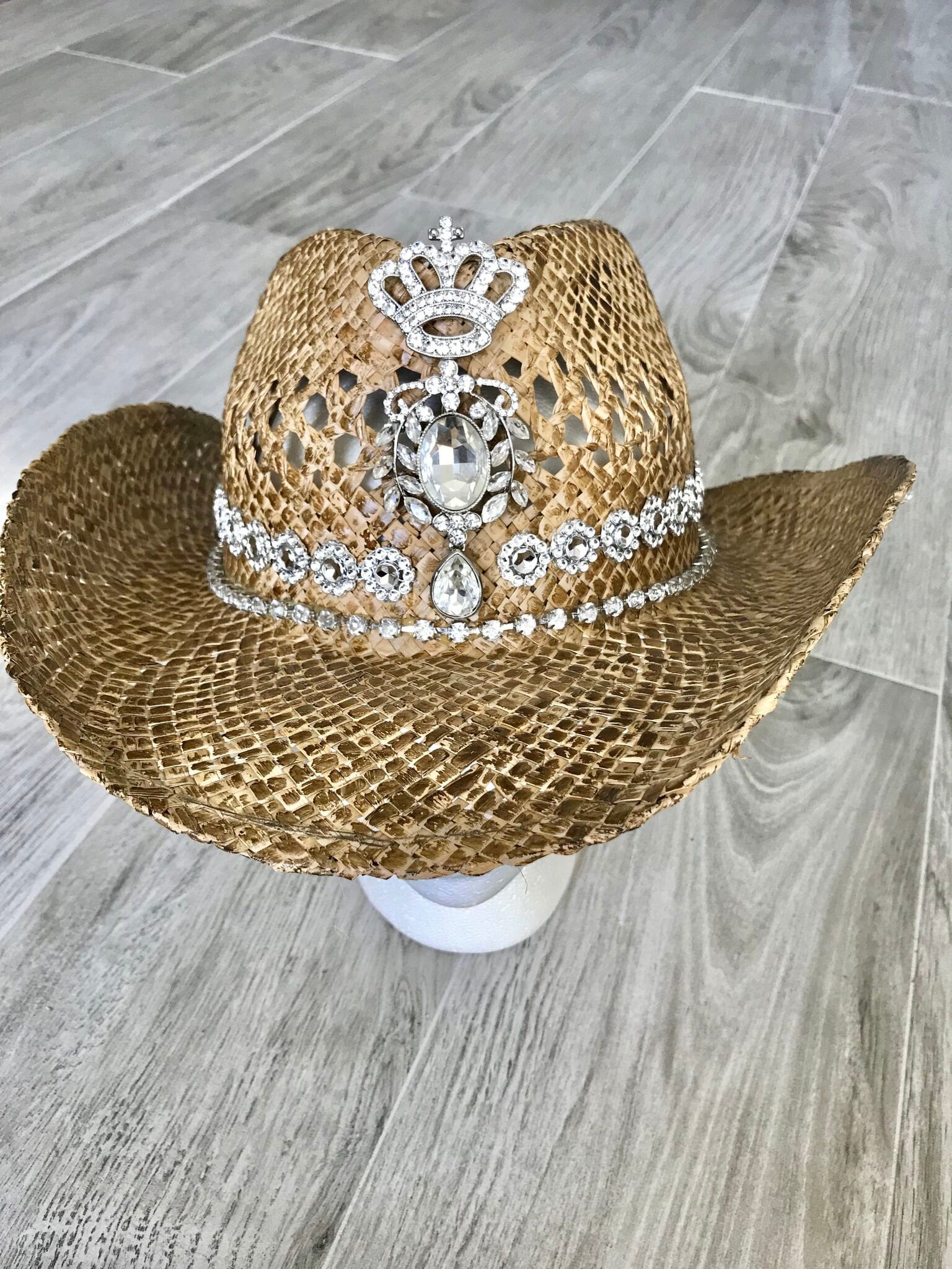 Cowboy Hat With Rhinestone Crown Embellishments and Bling - Etsy