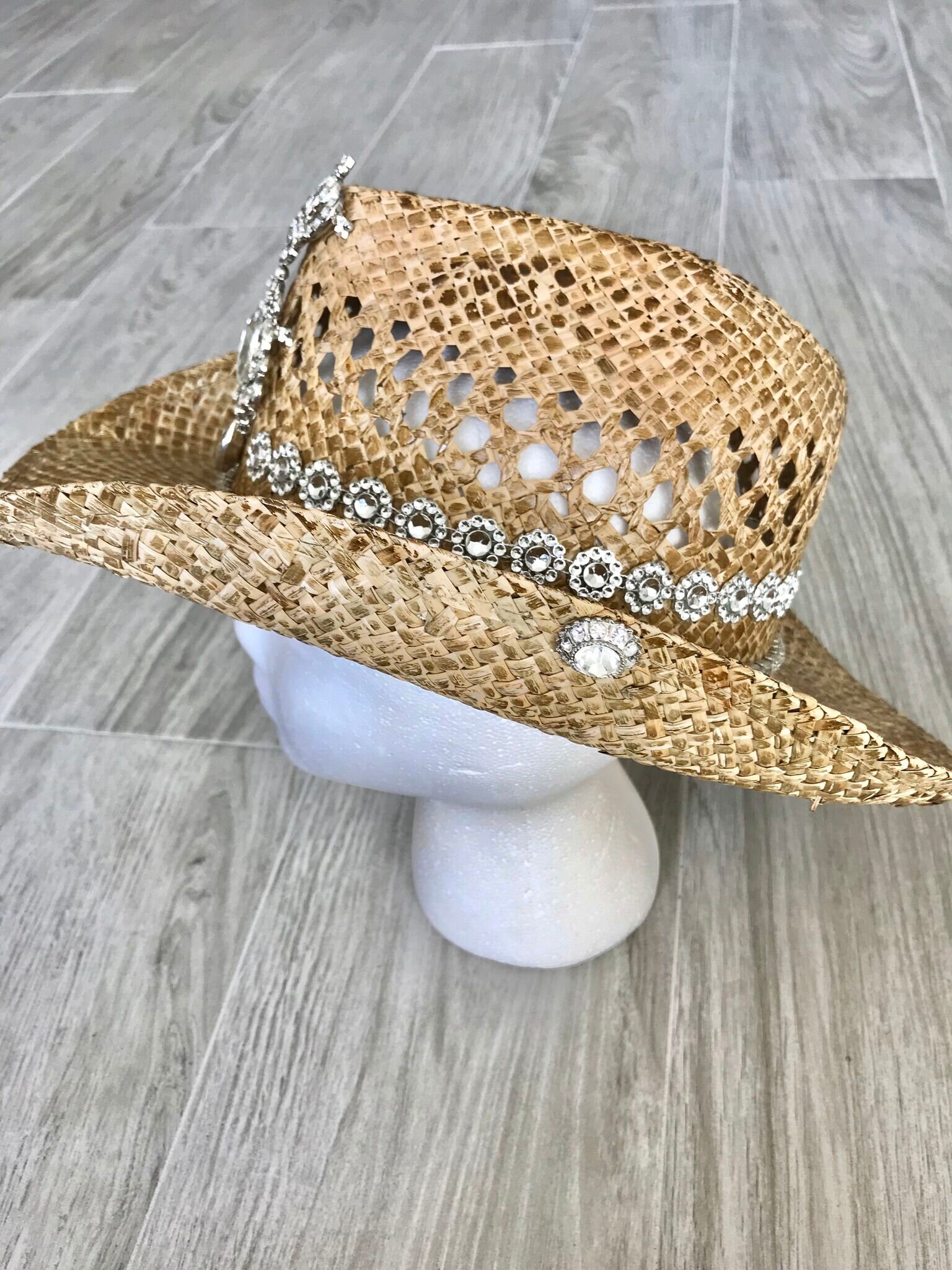 Cowboy Hat With Rhinestone Crown Embellishments and Bling - Etsy