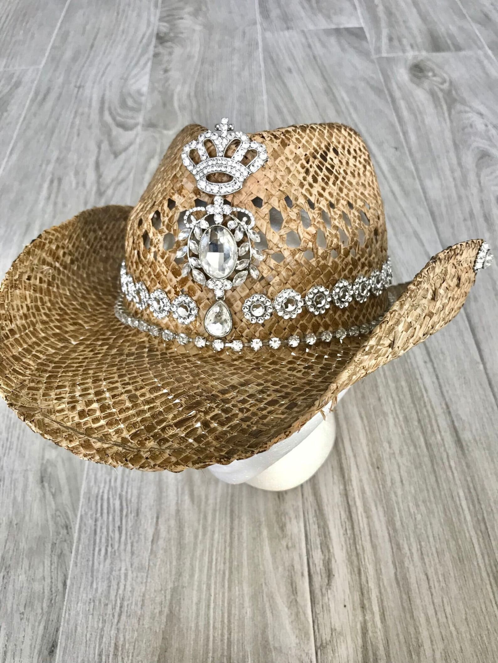 Cowboy Hat With Rhinestone Crown Embellishments and Bling - Etsy