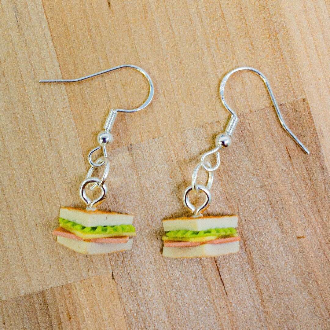 Mini Club Sandwich Food Earrings for Anyone, Fun Dangle Earrings ...
