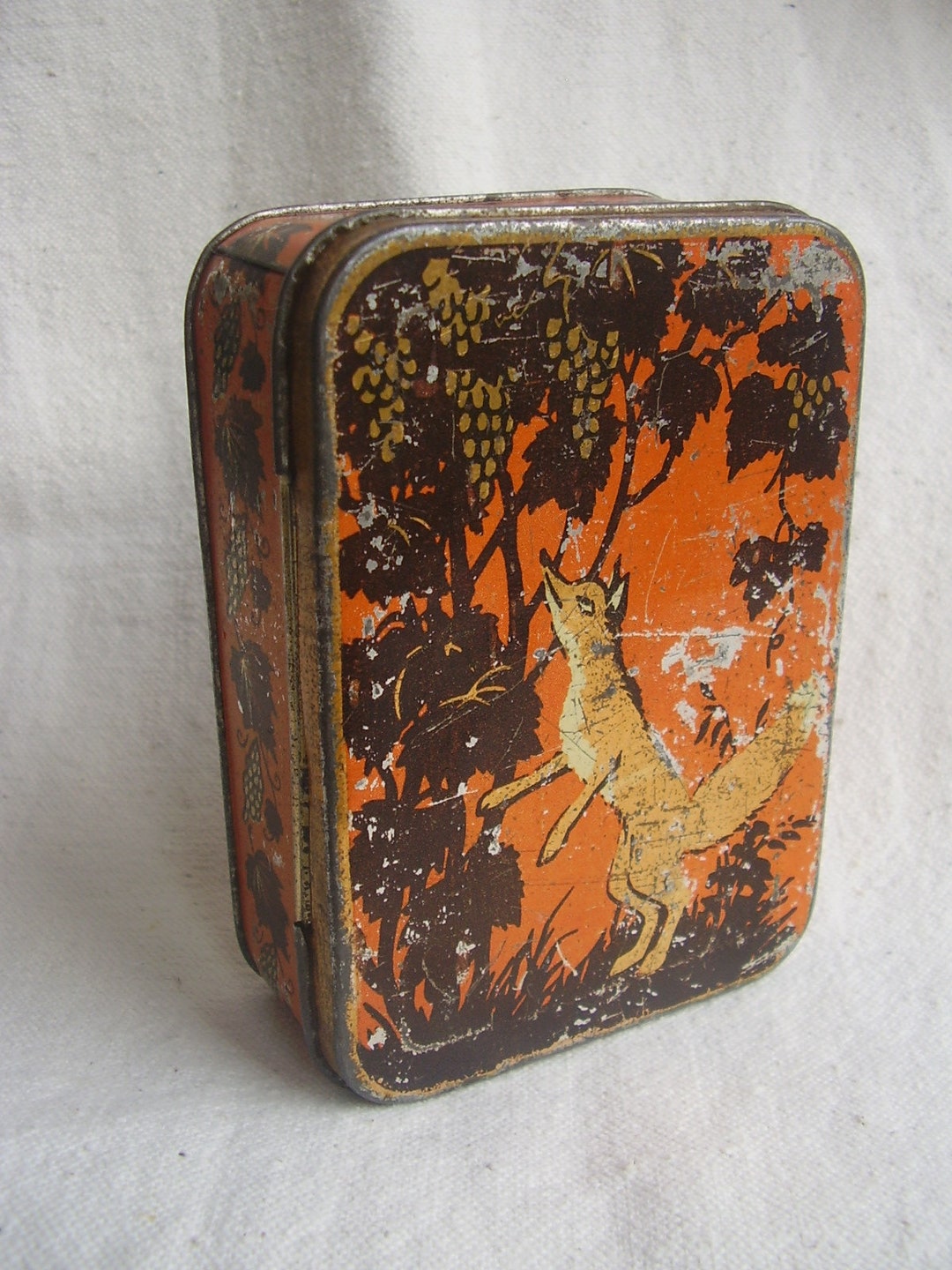 Vintage Candy Tin Box Fox and Grapes - Etsy