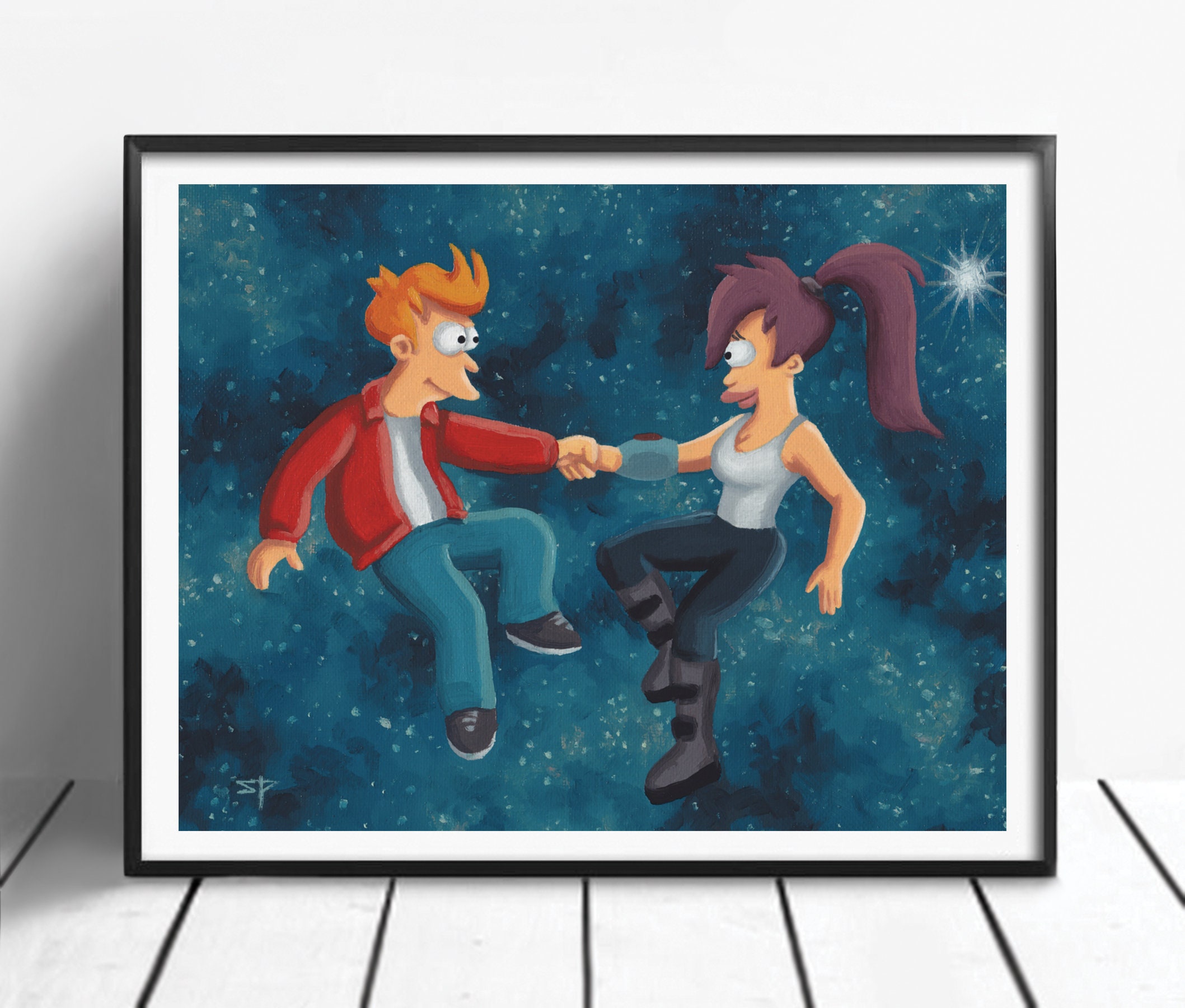Futurama Fry And Leela Space Love Fine Art Print Etsy