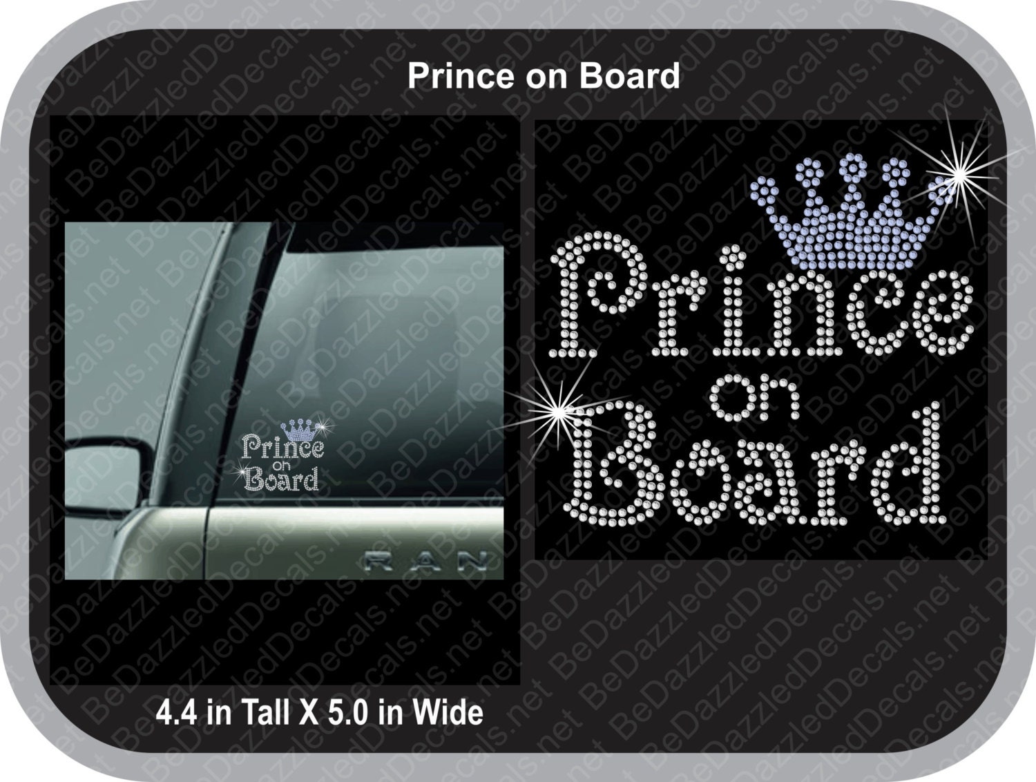 Rhinestone Prince on Board Car Decal - Etsy