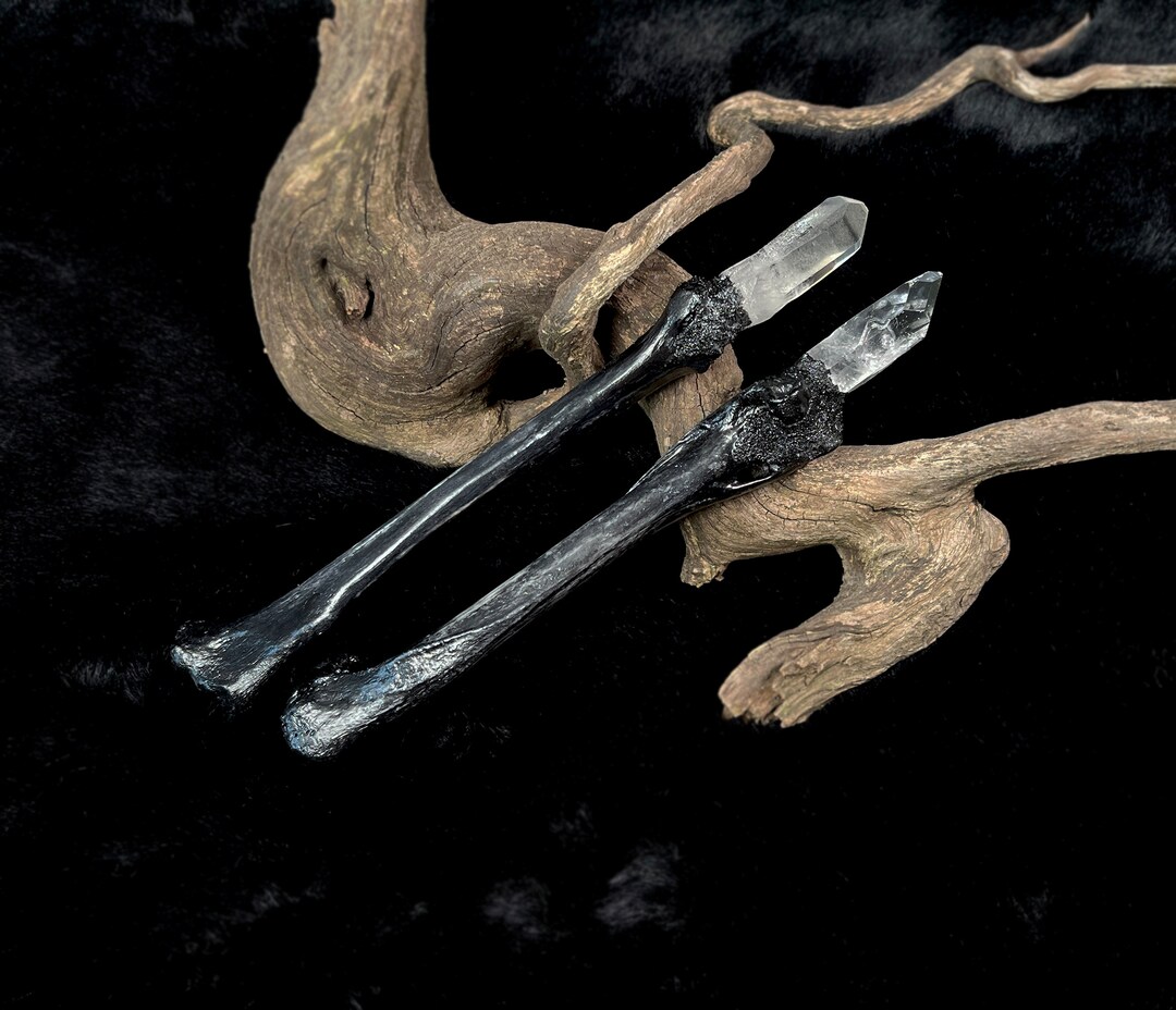 Wand, Animal Bone, Clear Quartz, Crystal Wand, Bone Art, Witch, Wiccan ...