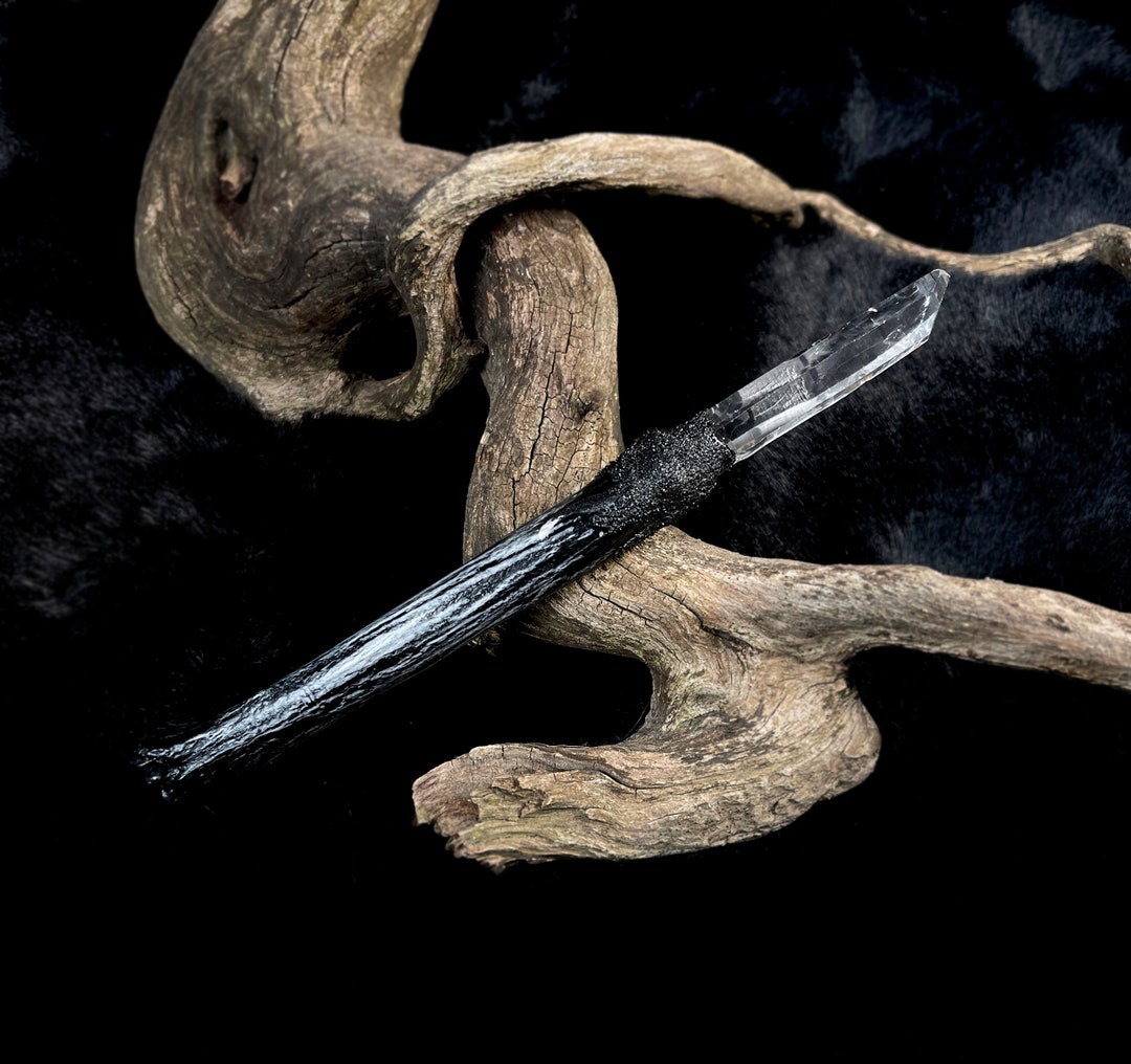 Wand, Animal Bone, Clear Laser Quartz, Crystal Wand, Bone Art, Witch ...
