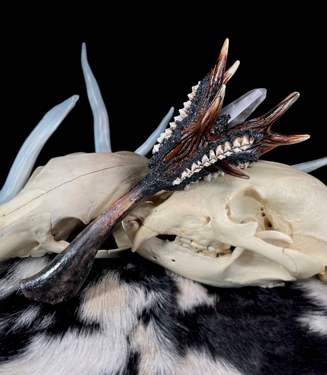 Deer Antler & Bone Wand With Amethyst Point - 'glen Guardian' Scepter ...