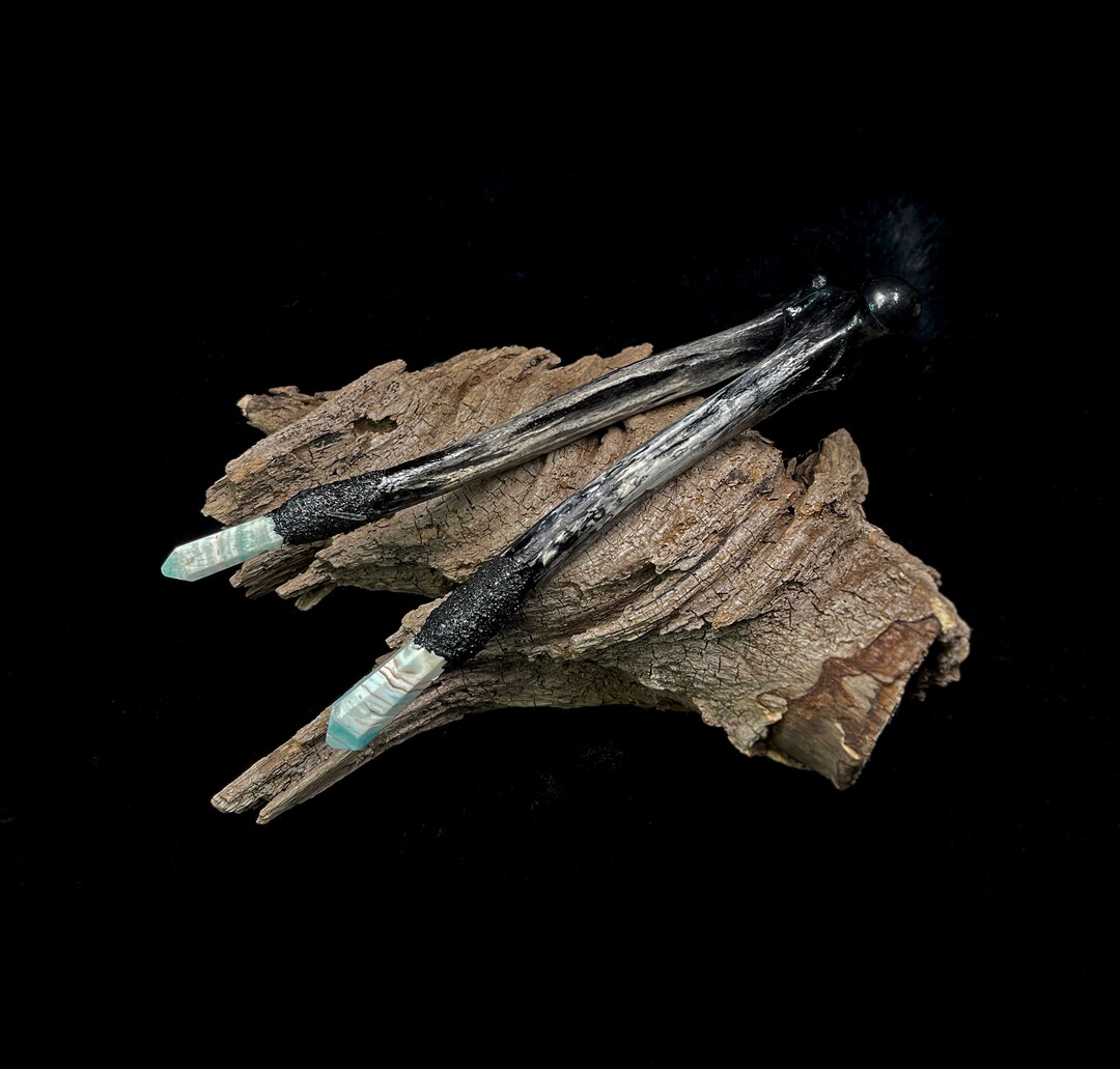 Distressed Coyote Bone Wand With Caribbean Calcite Point - Etsy