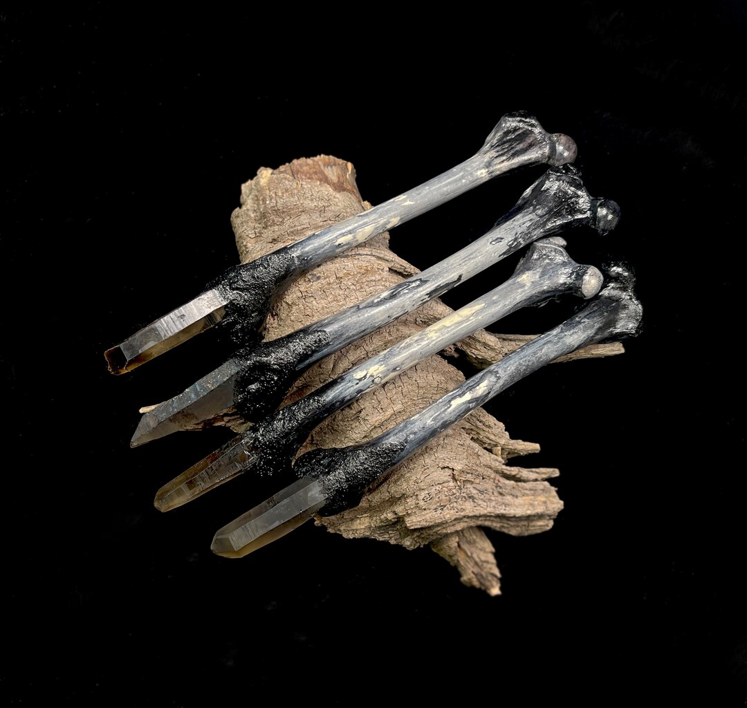 Wand, Animal Bone, Smoky Quartz, Crystal Wand, Bone Art, Witch, Wiccan ...