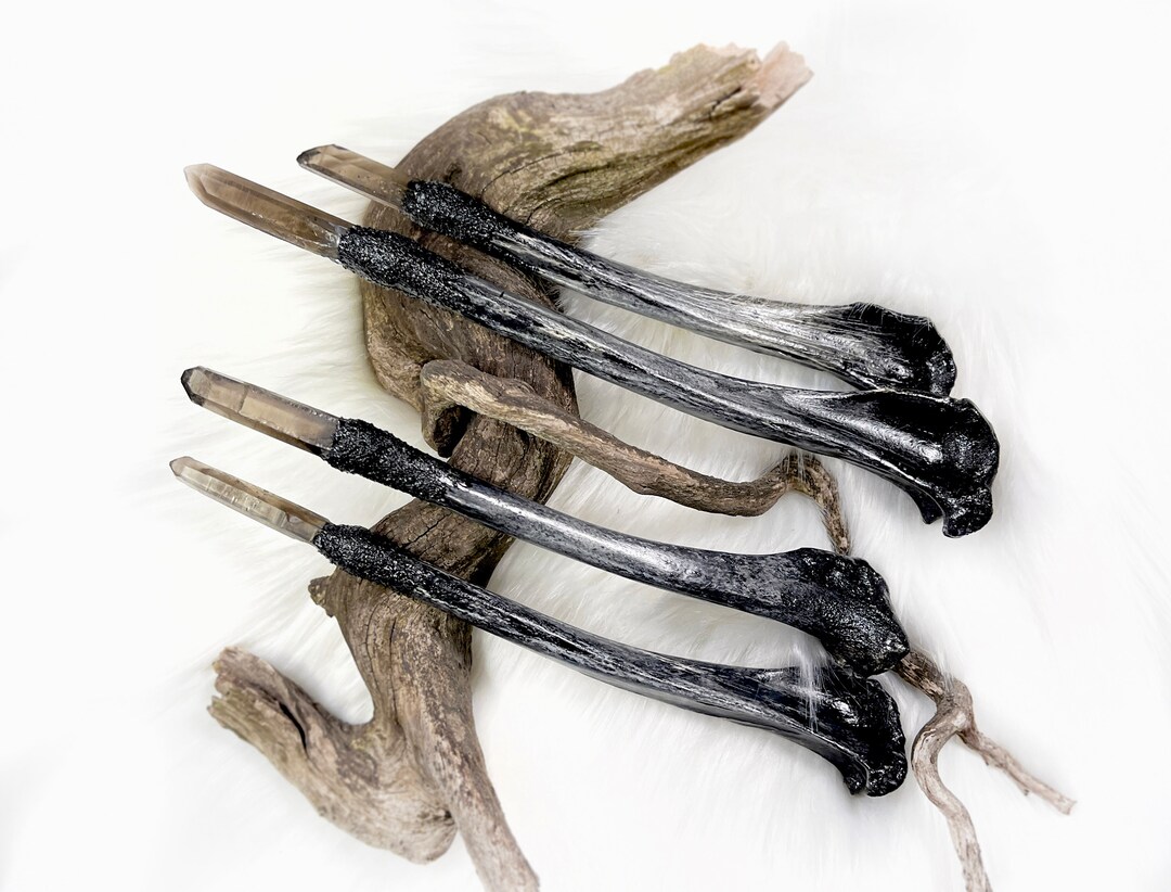 Wand, Animal Bone, Smoky Quartz, Crystal Wand, Bone Art, Witch, Wiccan ...