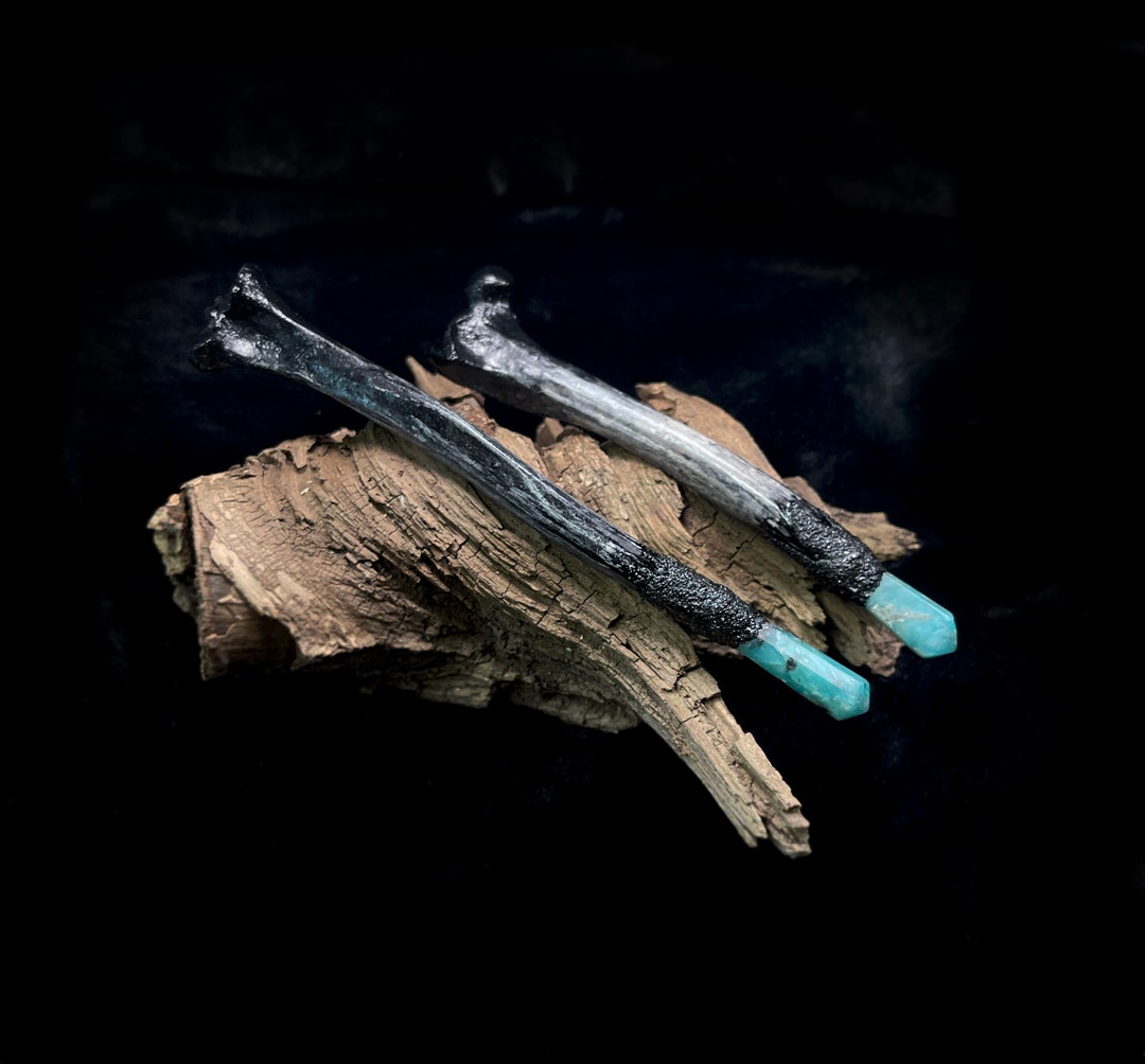 Wand, Animal Bone, Amazonite, Crystal Wand, Bone Art, Witch, Wiccan ...