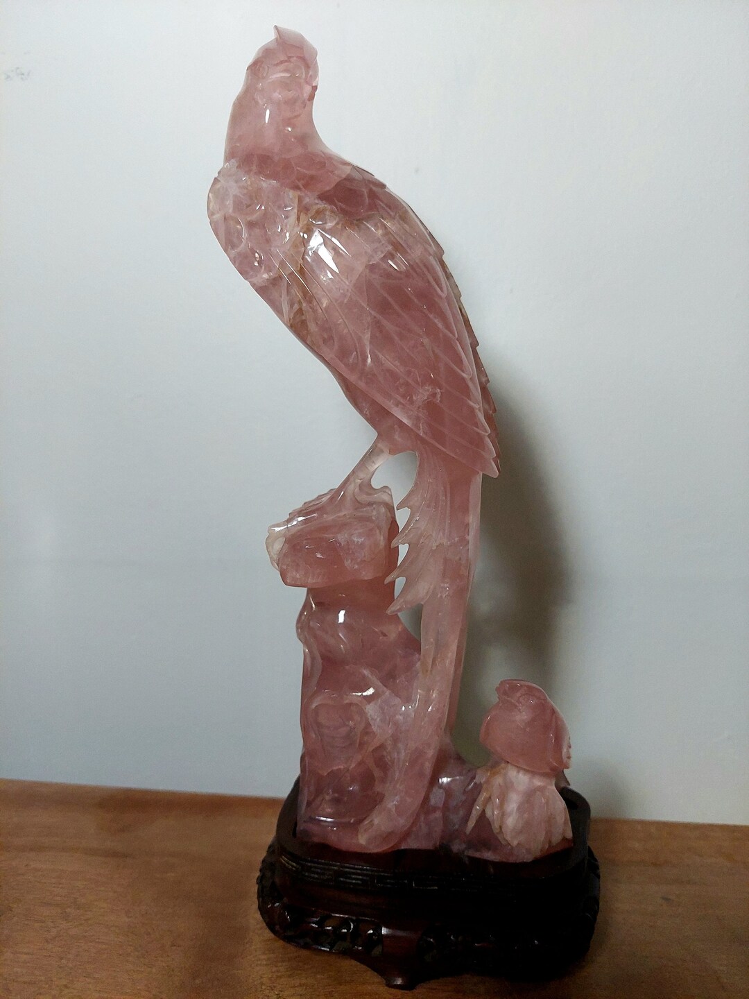 Vintage Hand Carved Rose Quartz Phoenix - Etsy