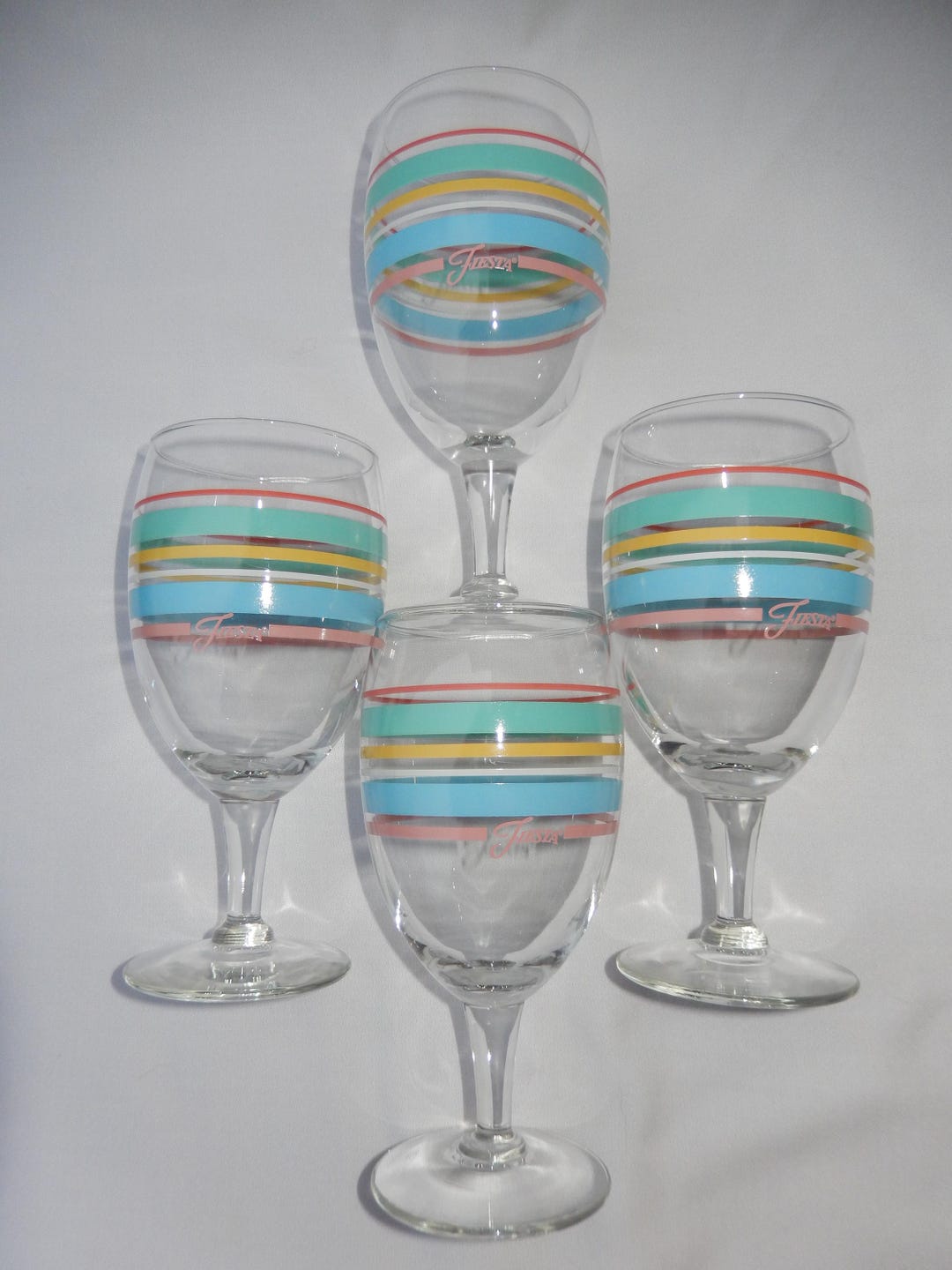 Fiesta Wine Glasses - Set of 4 Fiesta Wine Glasses - Multi-colored Wine ...